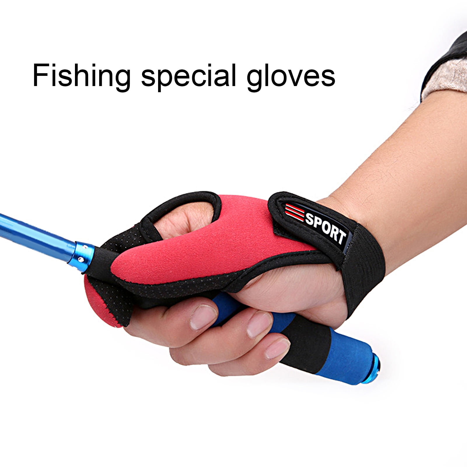 Lomubue Fishing Gloves Non-slip Anti-puncture Unisex Two-finger Rod ...