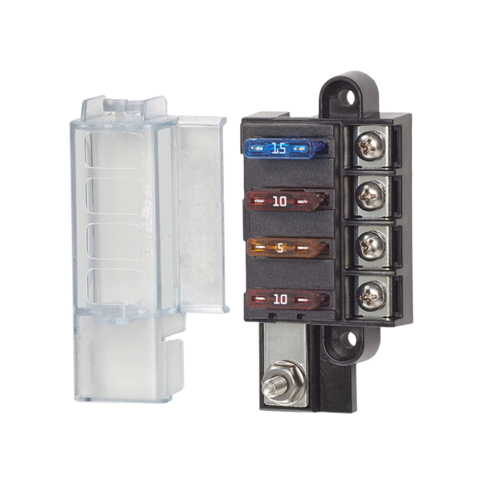 Lomubue Fuse Box with Cover LED Indicator Rust-proof Safe 4-Way Blade ...