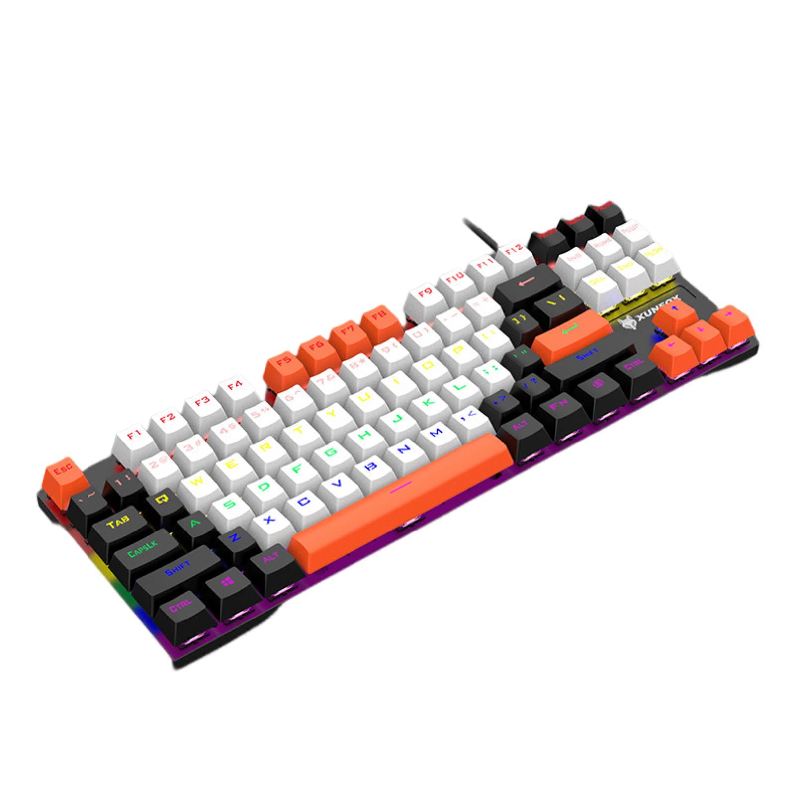 Lomubue K80 87 Keys Mechanical Keyboard Universal Blue Switch Ergonomic ...