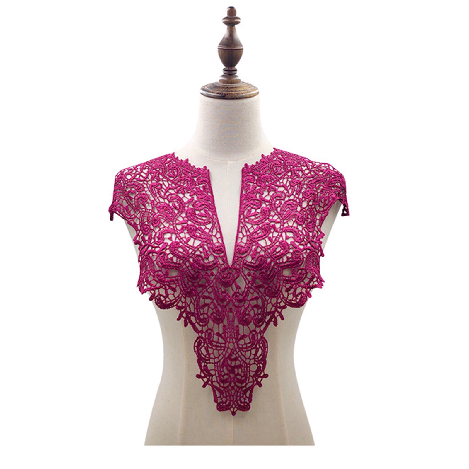 Lomubue Lace Fake Collar Embroidered Corsage Hollow Design Big Flowers ...