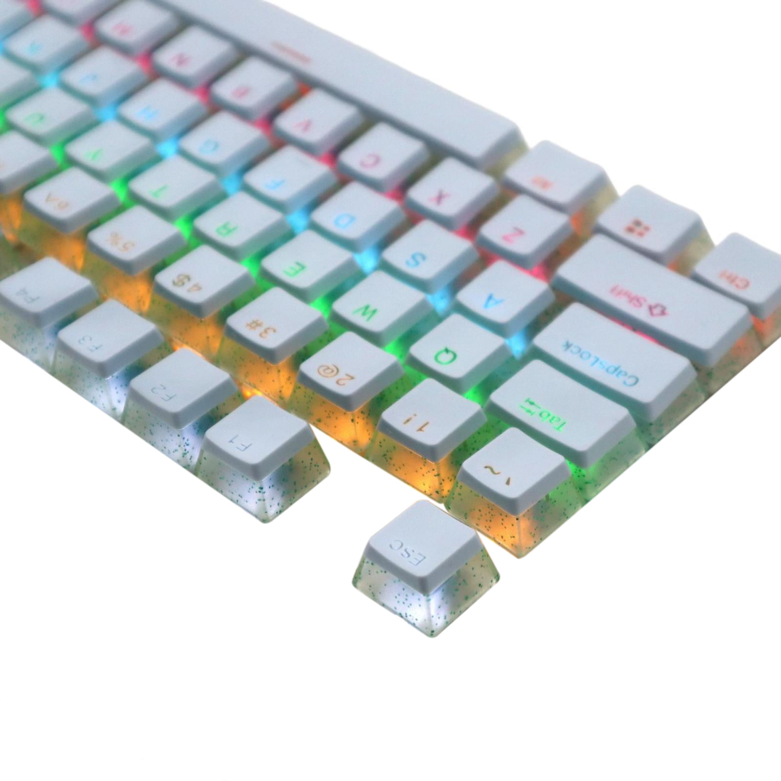 Lomubue PBT Key Caps Bicolor Half Transparent Pudding Design Glitter ...