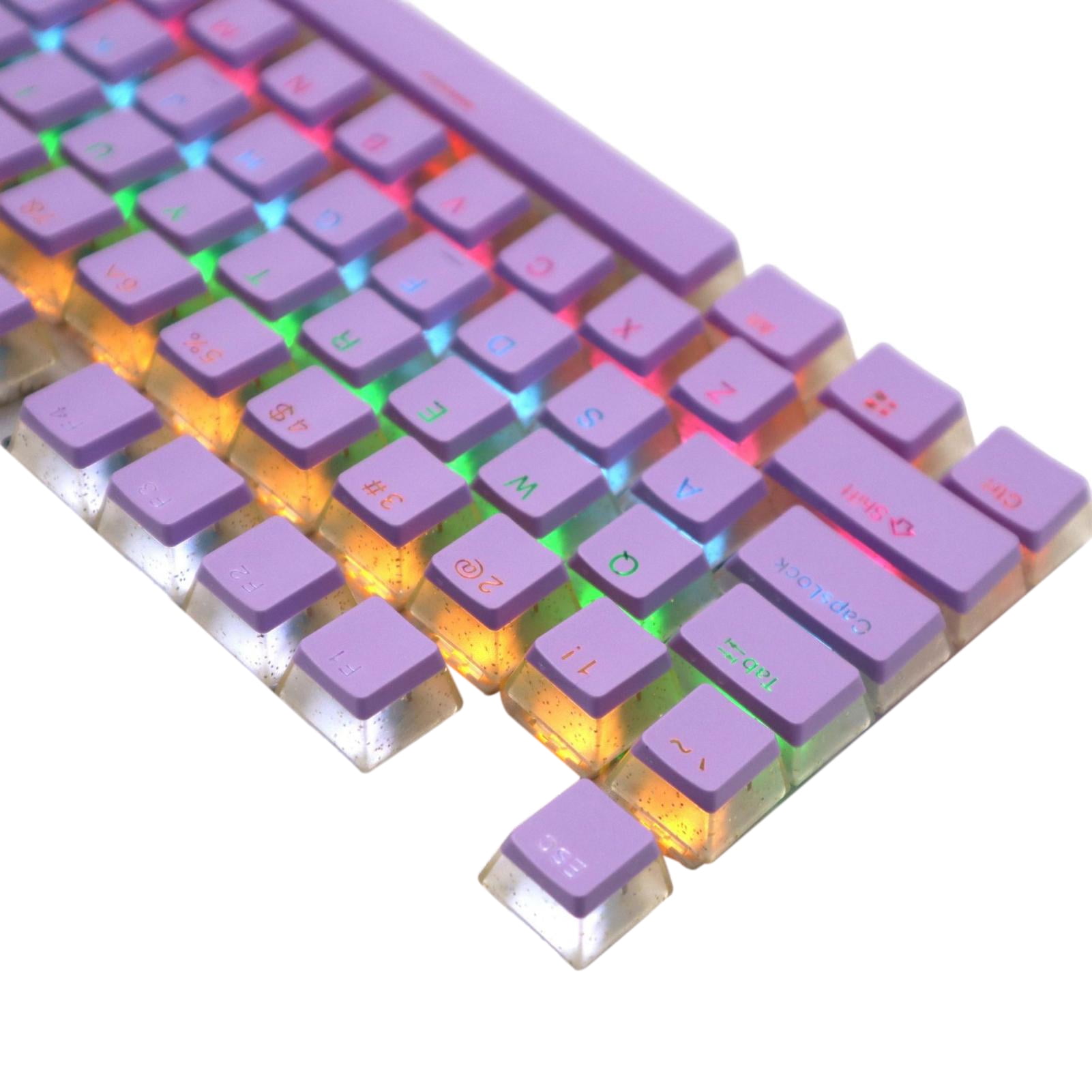 Lomubue PBT Key Caps Bicolor Half Transparent Pudding Design Glitter ...