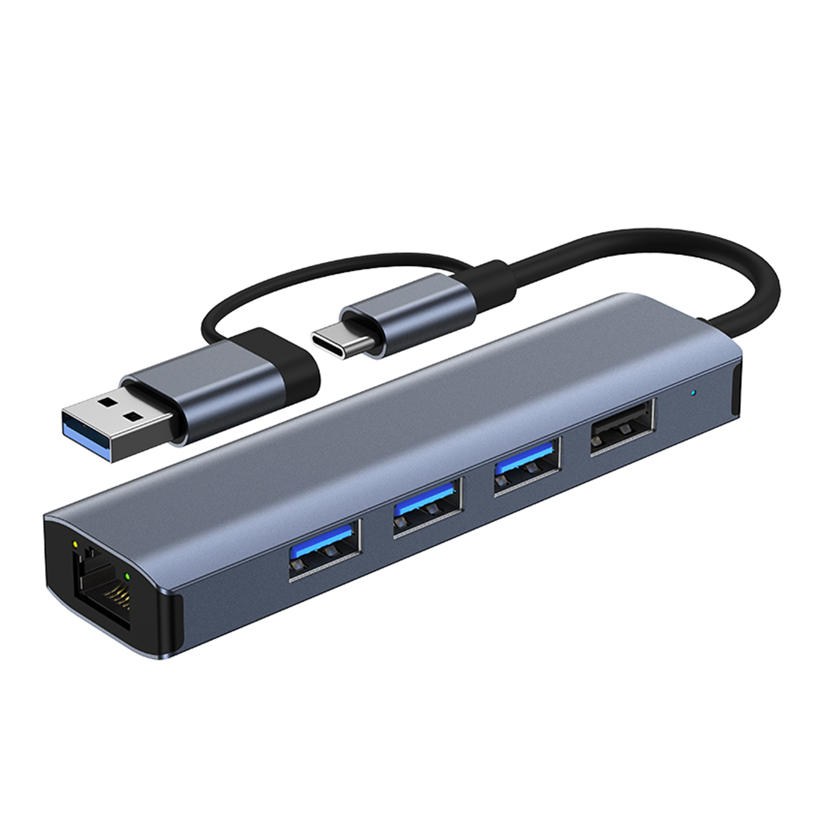 Lomubue USB Laptop Docking Station 5 in 2 Multiport 3 USB3.0 USB2.0 RJ45 USB Type-C Hub Adapter ...