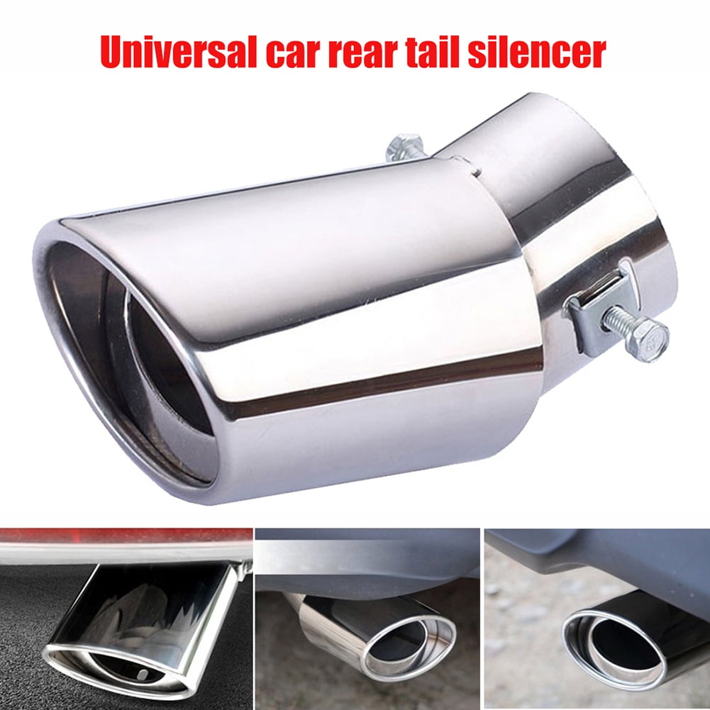 Lomubue Universal Car Rear Round Stainless Steel Exhaust Pipe Tail ...