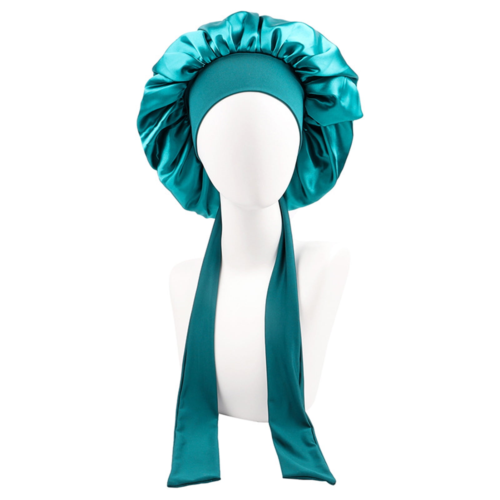 Lomubue Women Shower Cap Sleeping Satin Bonnet Solid Color Adjustable ...