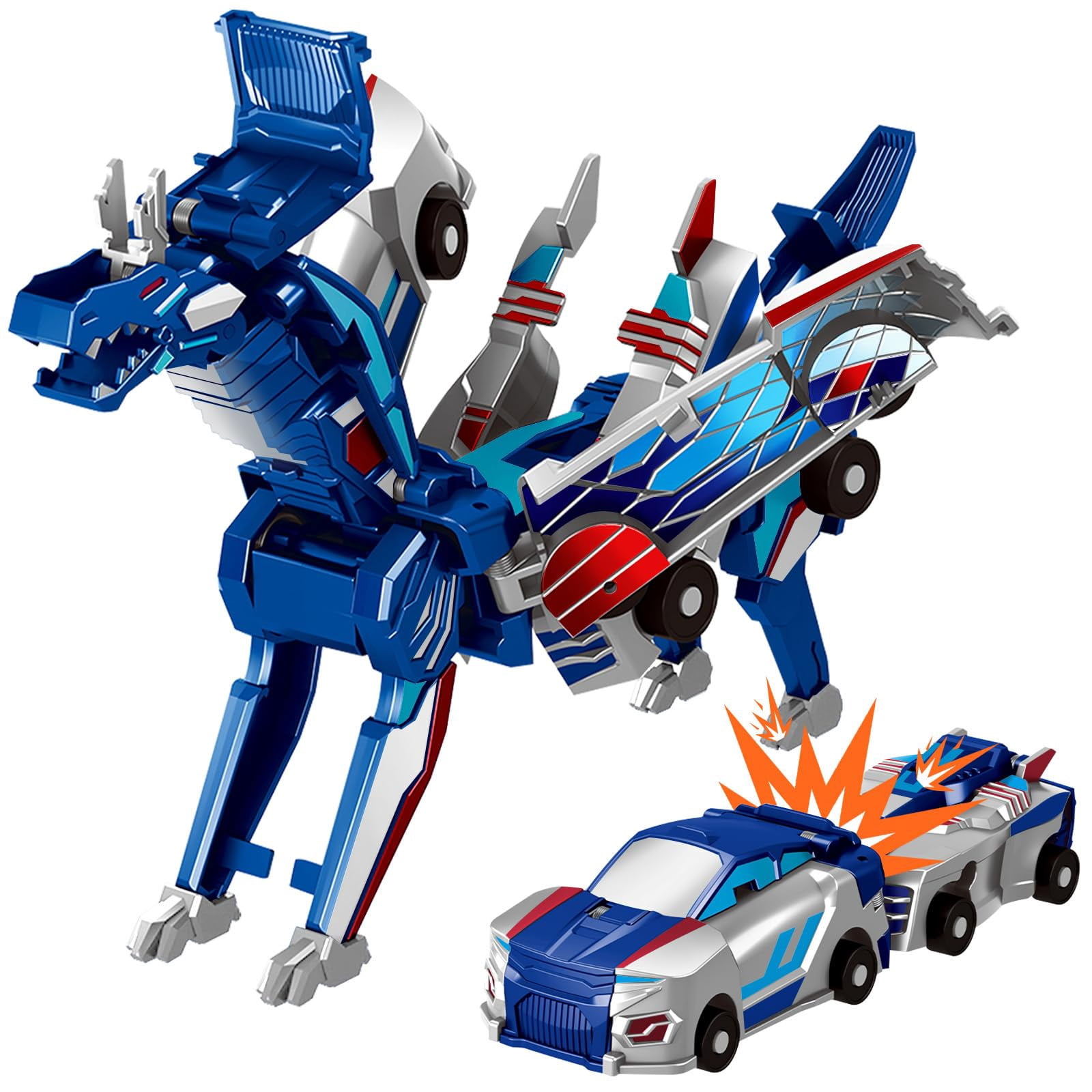 Lomyolo 2-in-1 Collision Transforming Dinosaur Toys Magnetic Cars ...