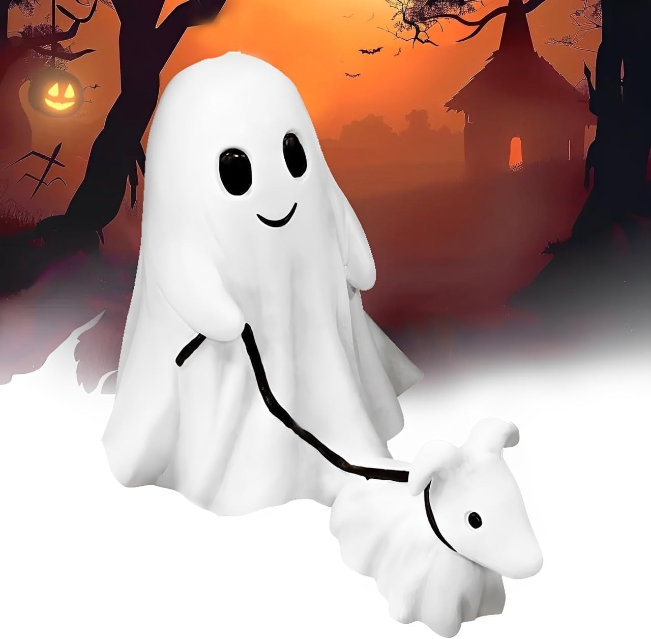 Lomyolo 2024 New Ghost Statue Halloween Ghost Walking Dog Statue Funny ...