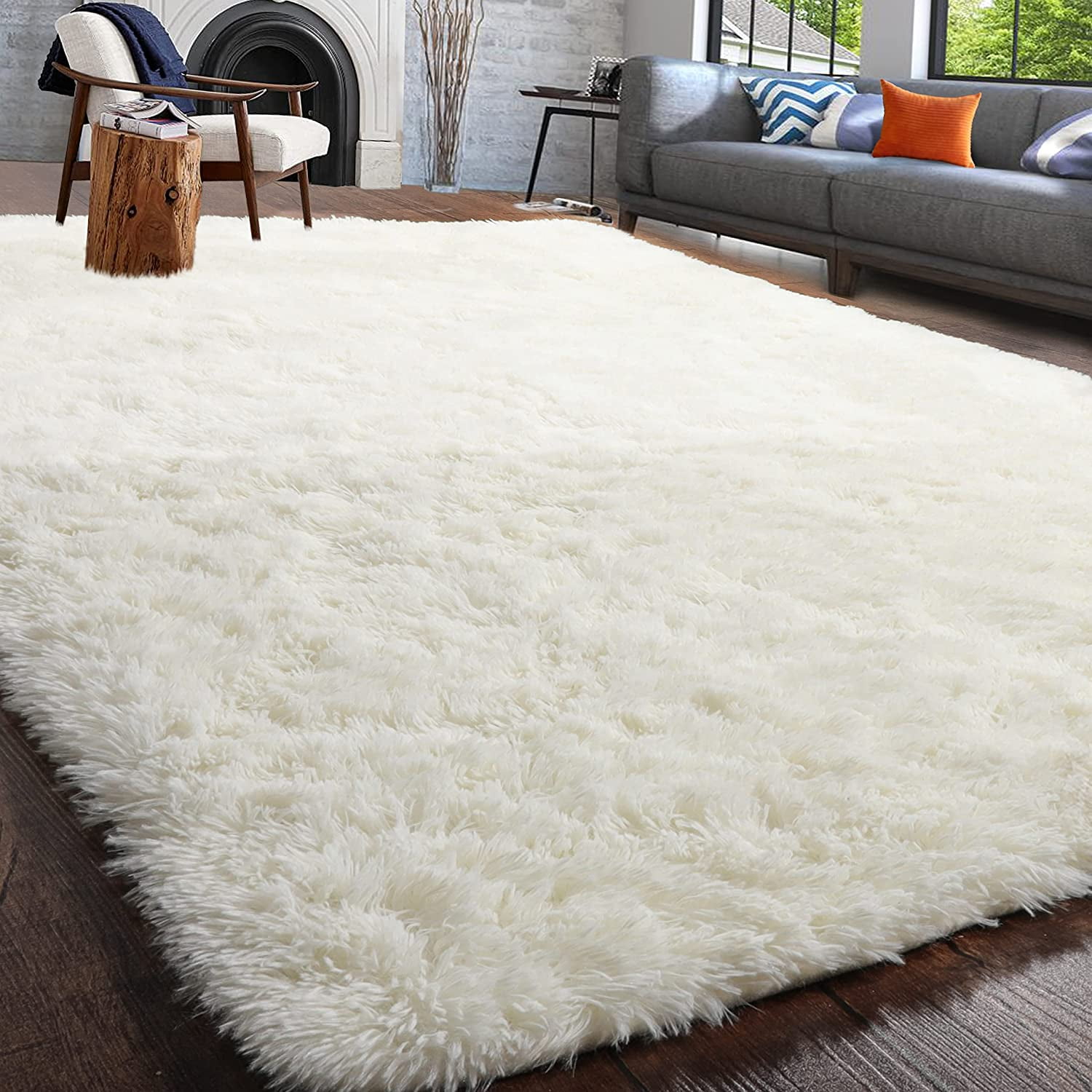 Lomyolo 4'X6.5' ft Fuzzy Rug, Soft Fluffy Shaggy for Bedroom ...