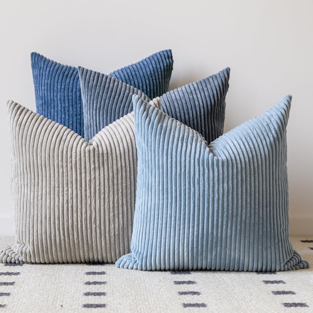 LOMYOLO Corduroy Decorative Pillow Covers 20x20 Inches Set of 4 ...