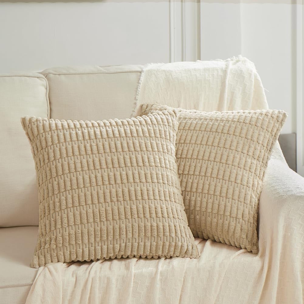 Lomyolo Decorative Throw Pillow Covers 18x18 Inch Soft Boho Striped ...