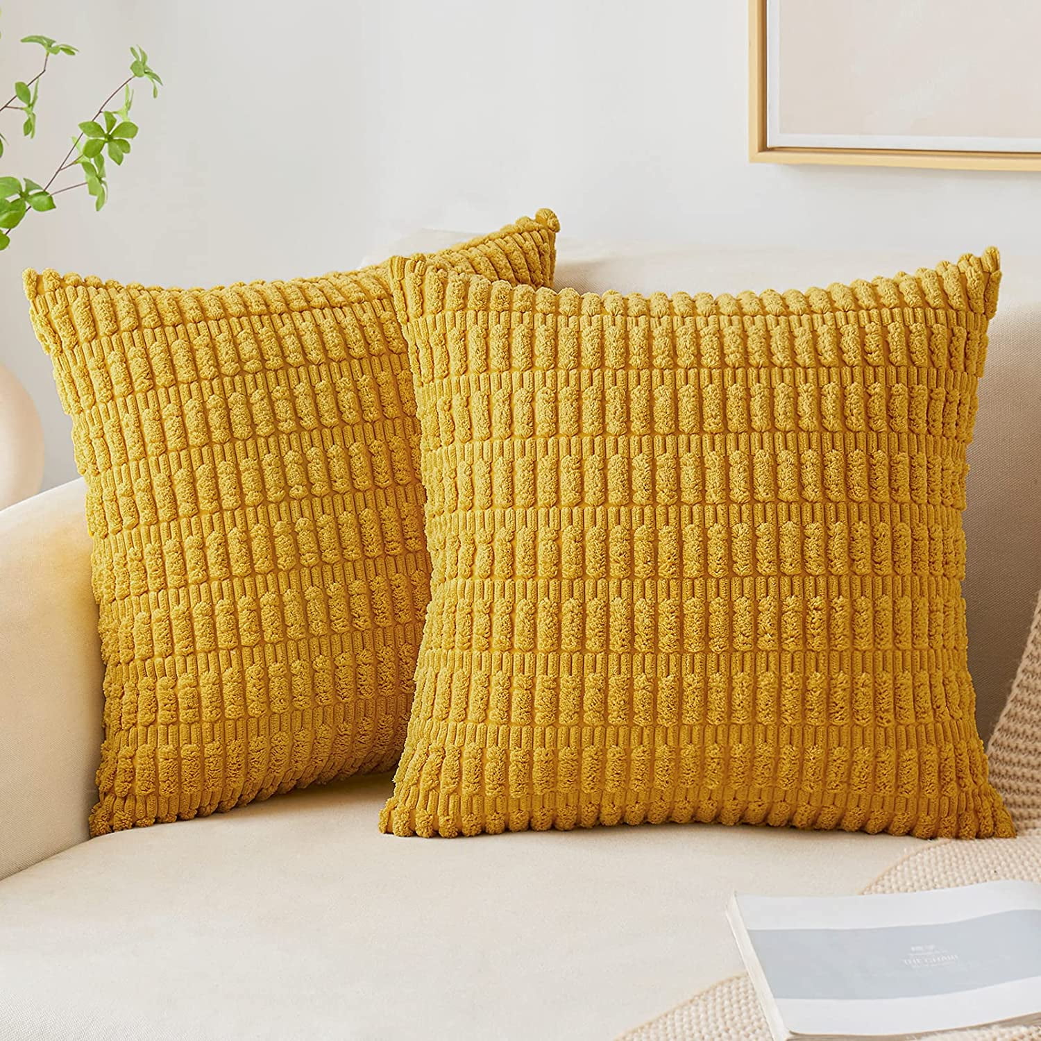 Lomyolo Decorative Throw Pillow Covers 20x20 Inch Soft Boho Striped ...