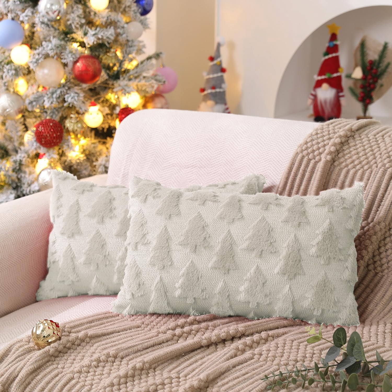 Lomyolo Farmhouse Decoration Christmas Tree Pillow Covers Pack of 2 ...