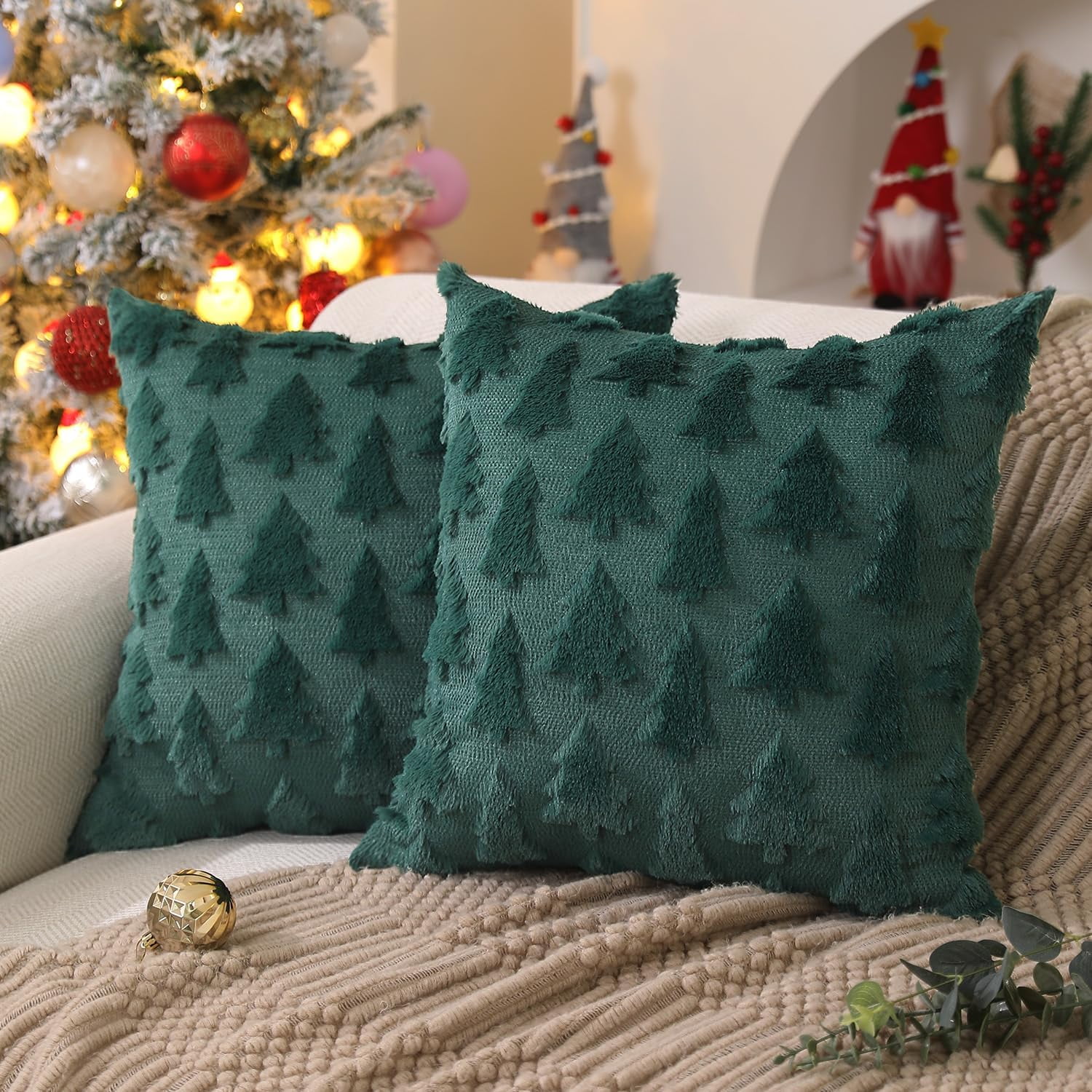 Lomyolo Farmhouse Decoration Christmas Tree Pillow Covers Pack of 2 ...