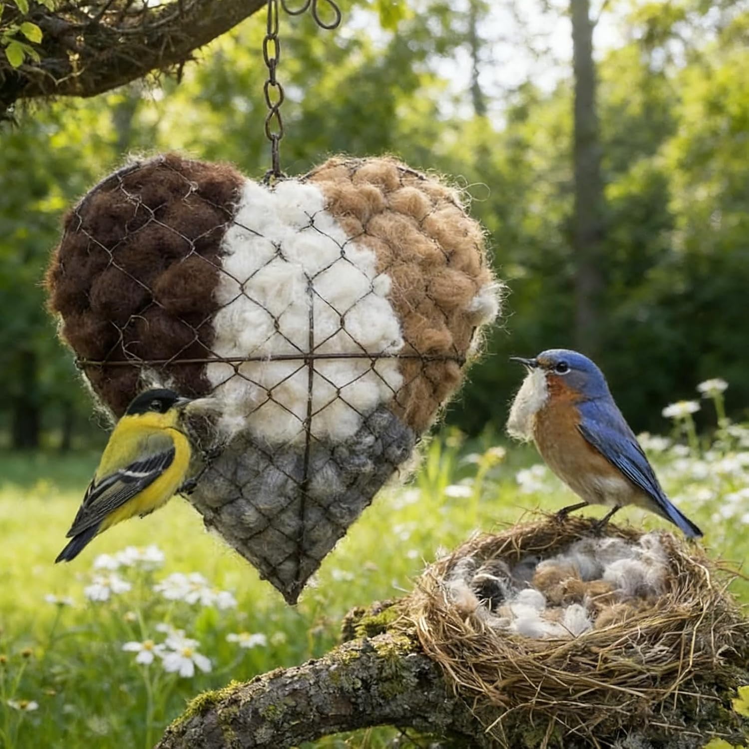 Lomyolo Handmade Alpaca Fiber Bird Nesting Heart – Refillable Wild Bird ...