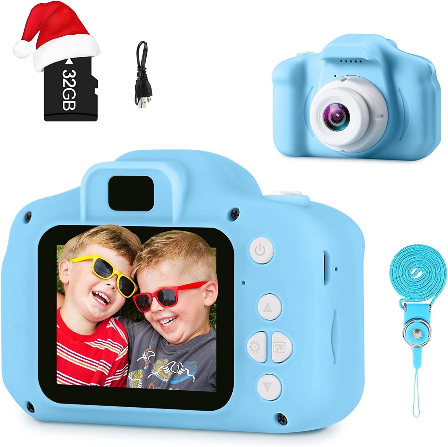LOMYOLO Kids Camera, 1080P HD, 32GB Card, Blue, Christmas Birthday Gift ...