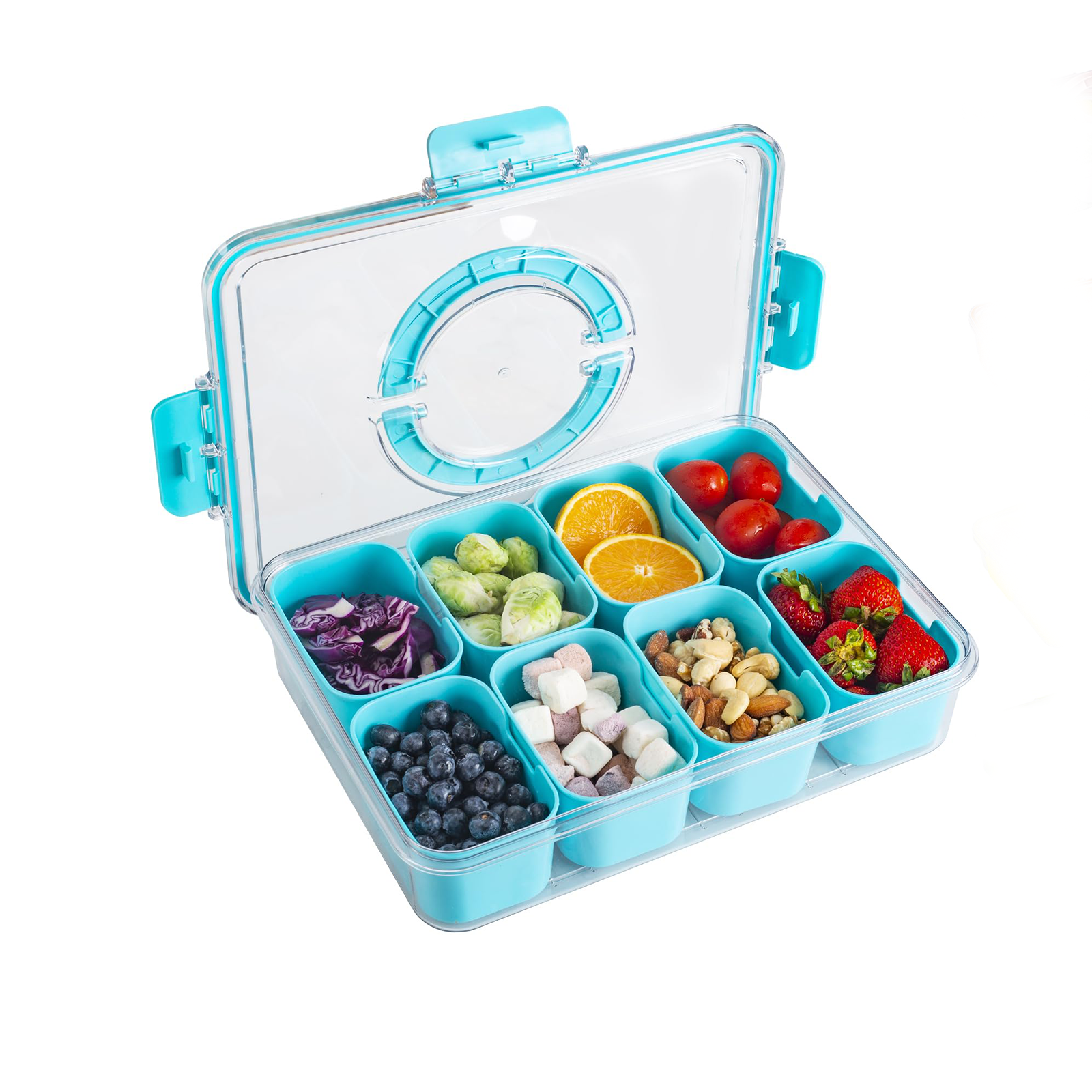 Lomyolo Portable Snackle Box Container Divided Serving Tray with Lid ...