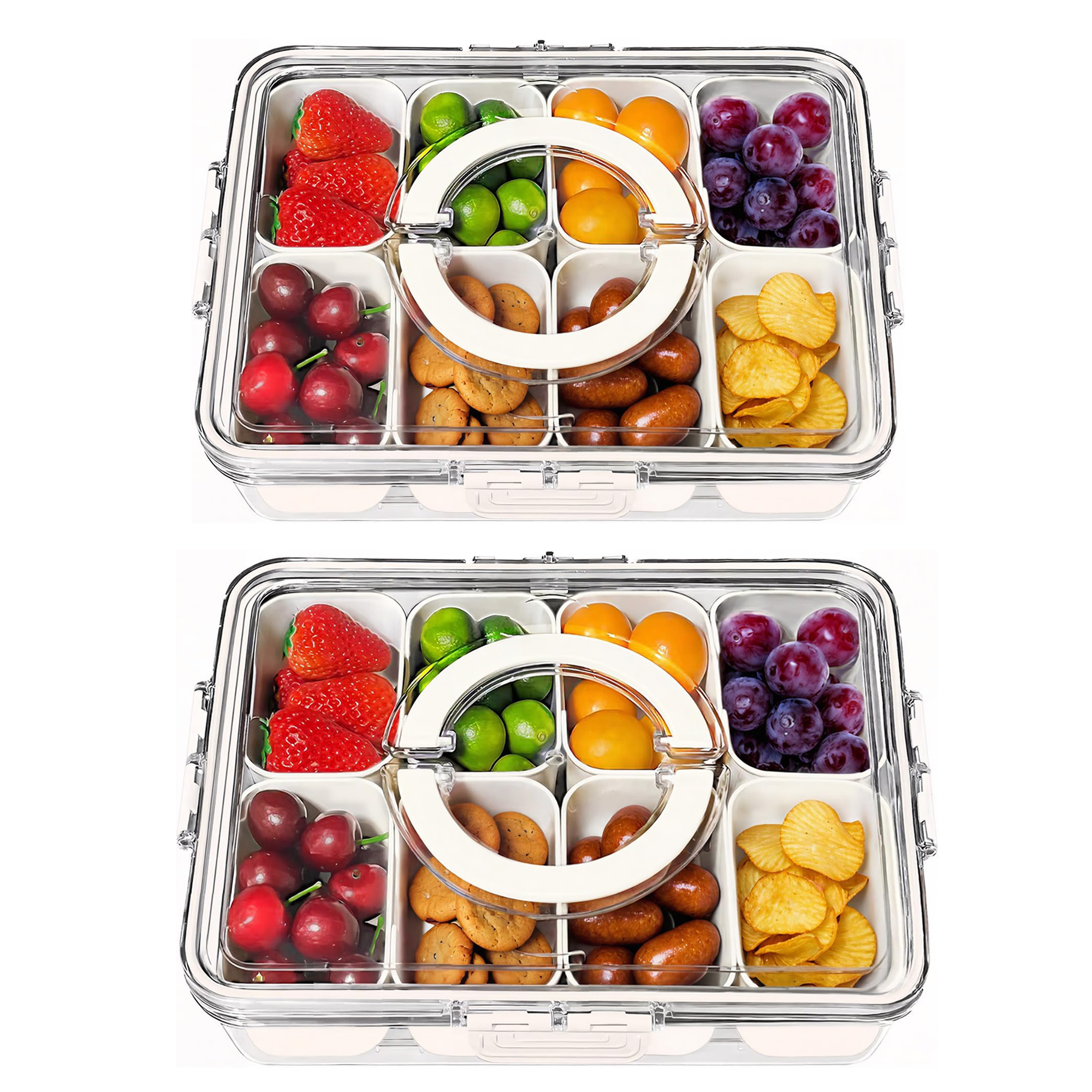 LOMYOLO Portable Food Tray Container, Plastic Snack Organizer with Lid ...