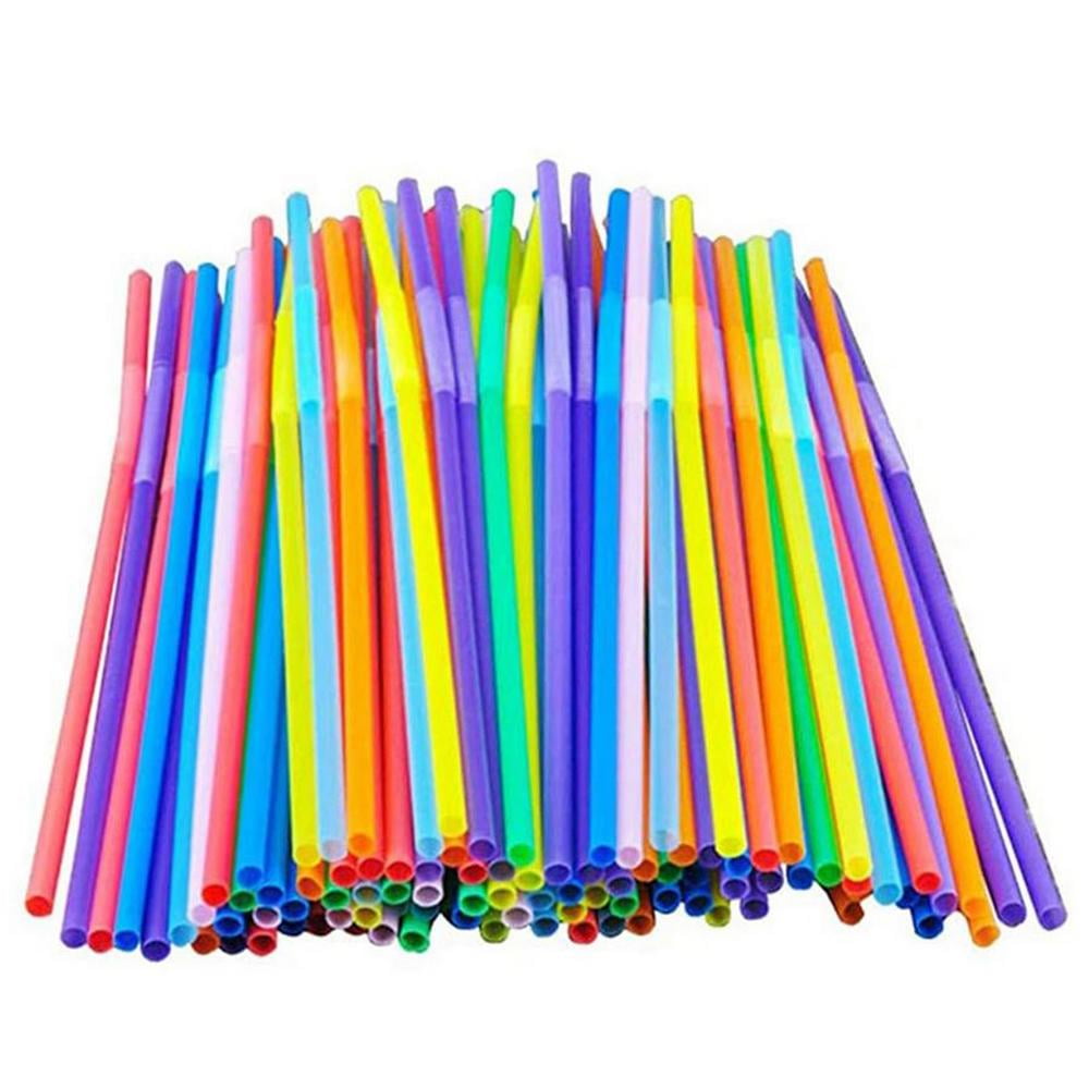 Lona 100 Pcs Colorful Straws Assorted Colorful Food Safe Straw Long ...