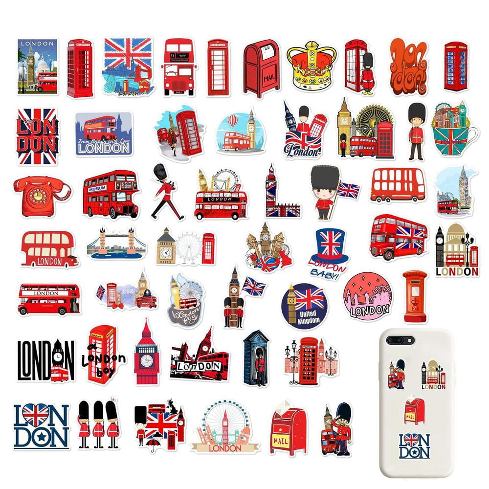 Lona British Flag Stickers British Flag London Red Bus Stickers ...