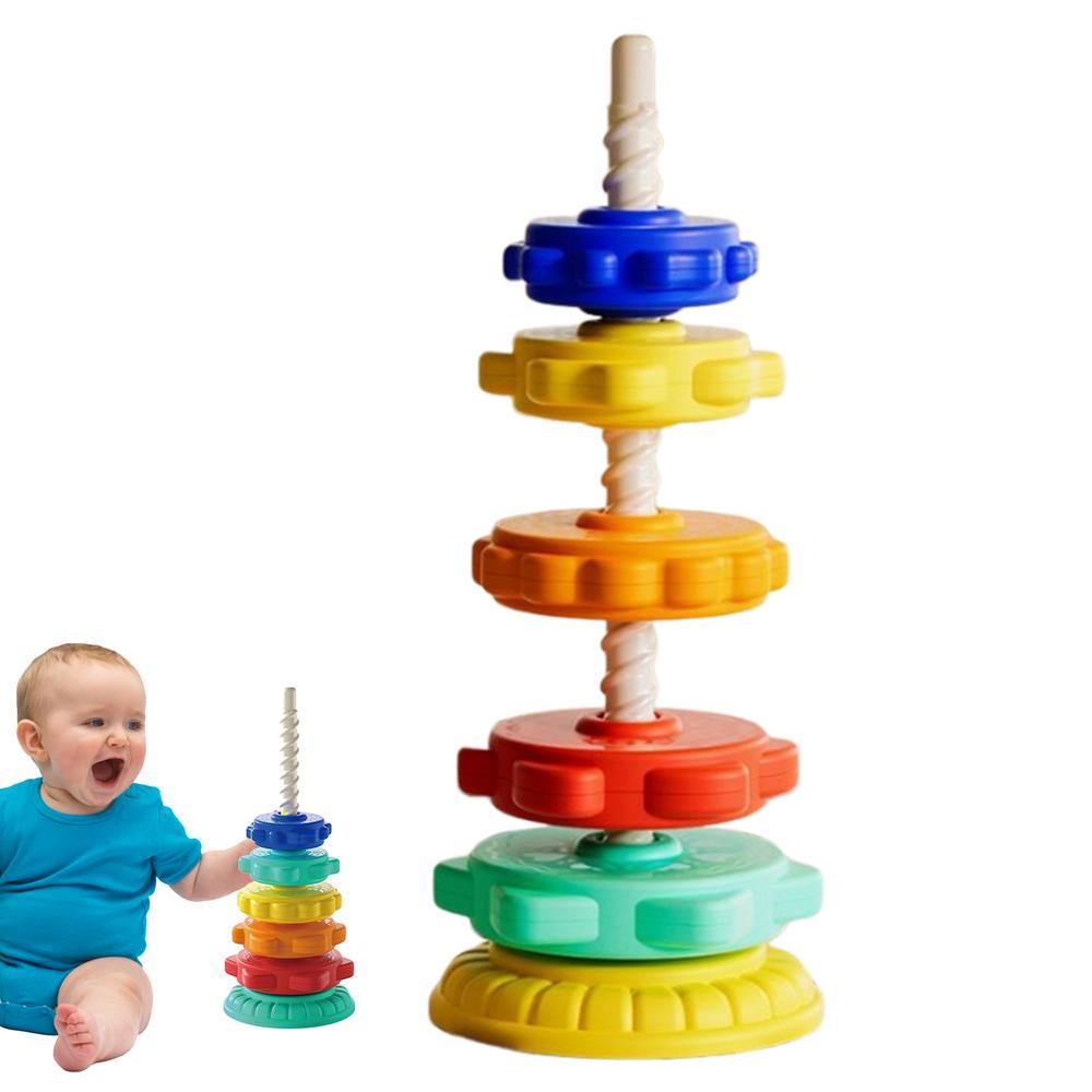Lona Stack and Spin Toy Rainbow Ring Stacker Educational Spin Stacking ...