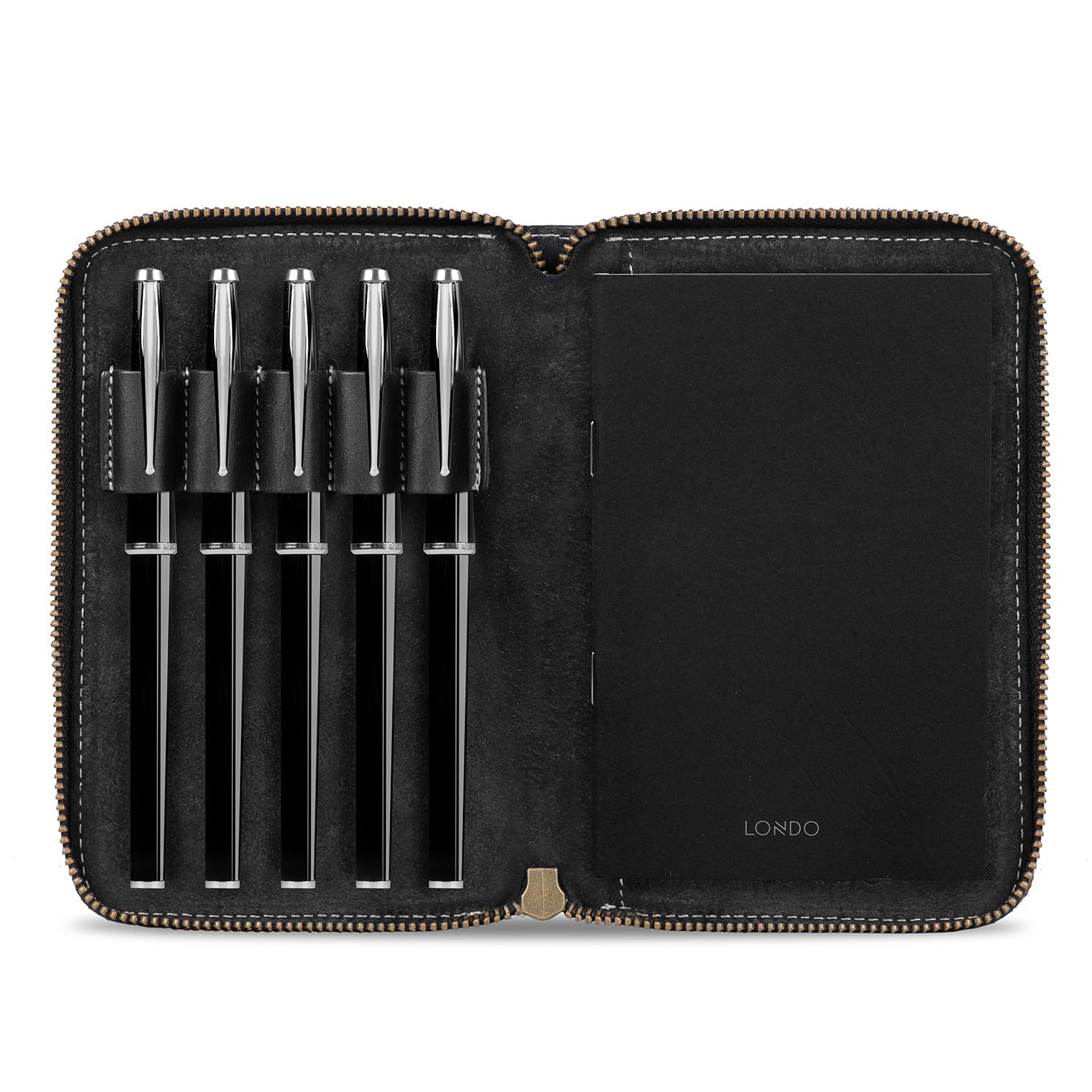 Londo Genuine Leather Padfolio with Pencil Holder Notepad and Zipper ...