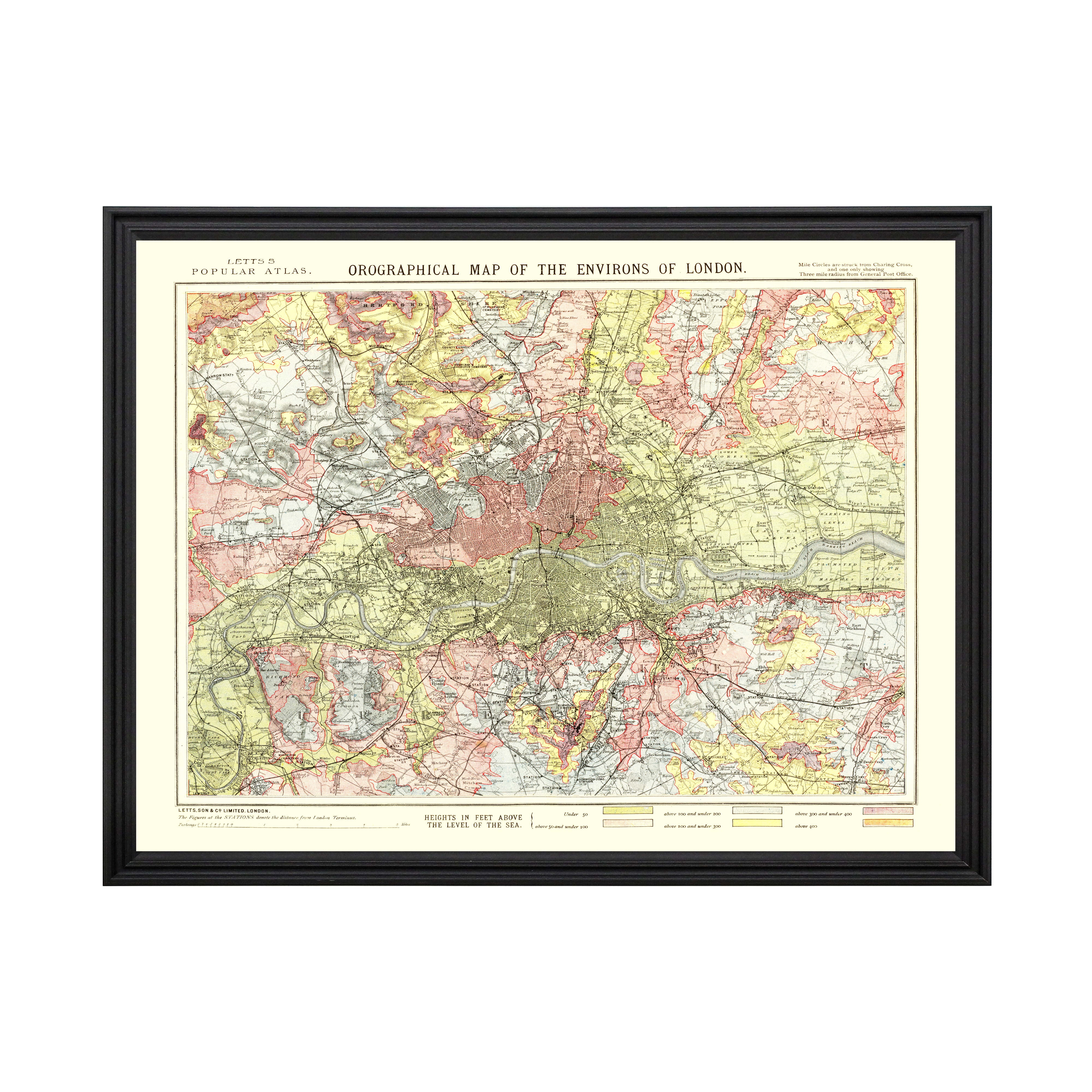 London Art, 1883 Vintage Map of London England History Wall Decor Gift ...