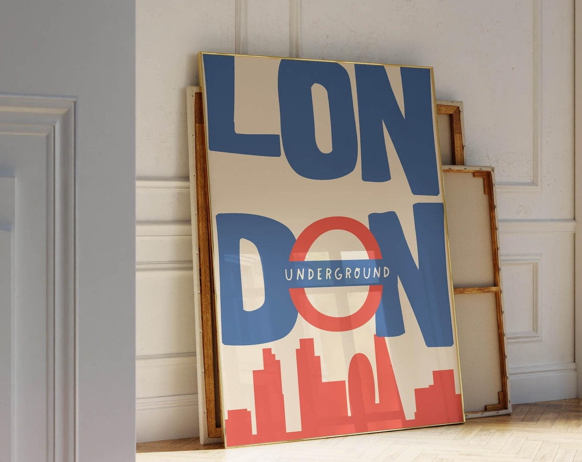 London Art Print Vintage London Wall Art Retro Print London Underground ...