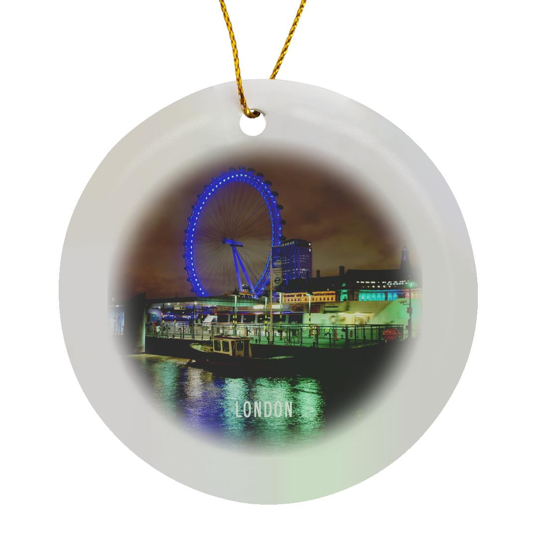 3drose, London at Nite with Ferris Wheel Reflecting in Water, Circle ...