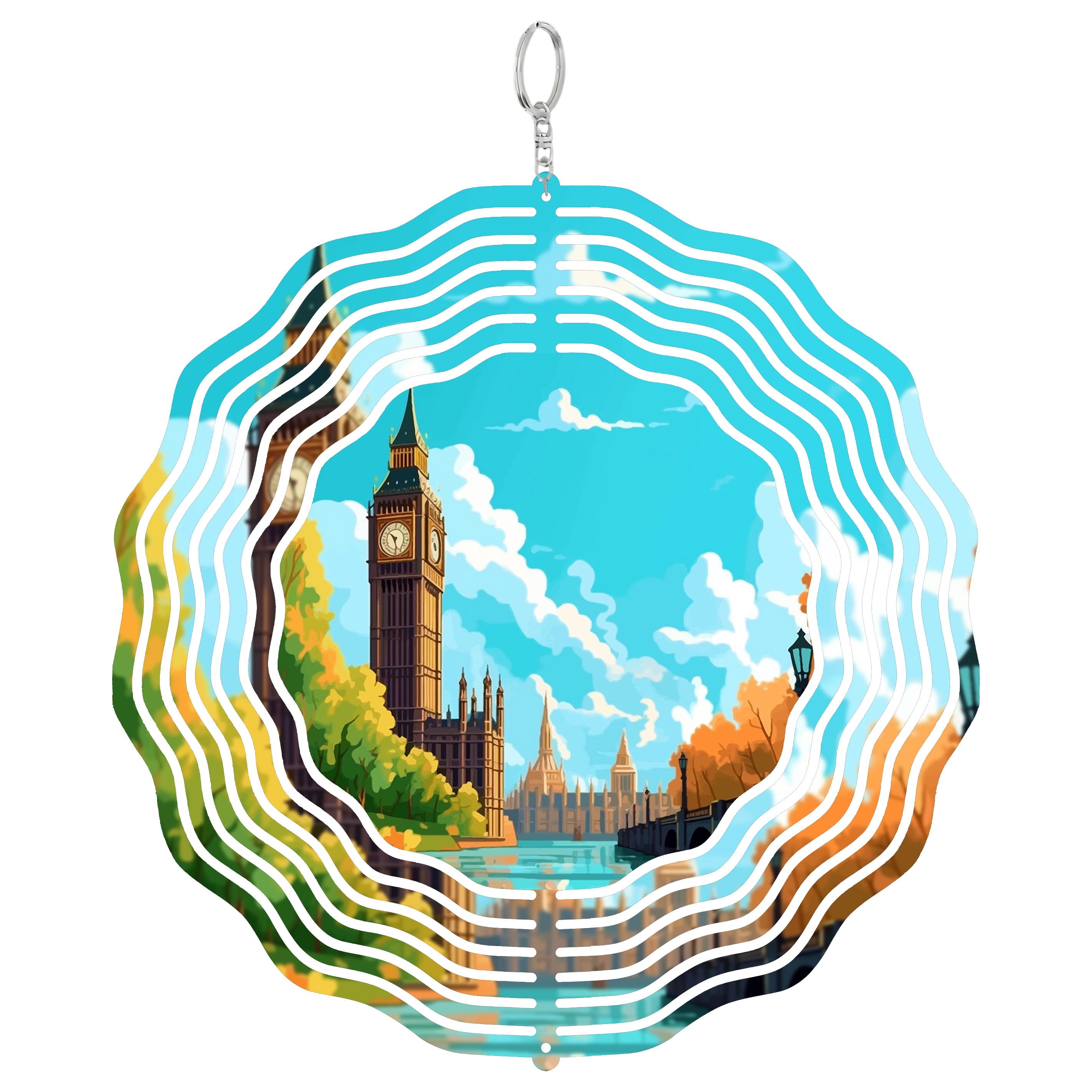 London Big Ben 3D Wind Spinner Stainless Steel Kinetic Art Garden Decor ...