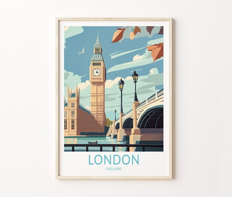 London Big Ben Print, London Wall Art, UK Travel Poster, London Bridge, United Kingdom Decor ...