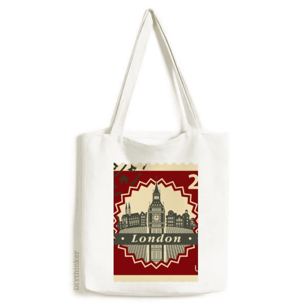 London Big Ben Stamp Outline Britain UK Tote Canvas Bag Shopping ...