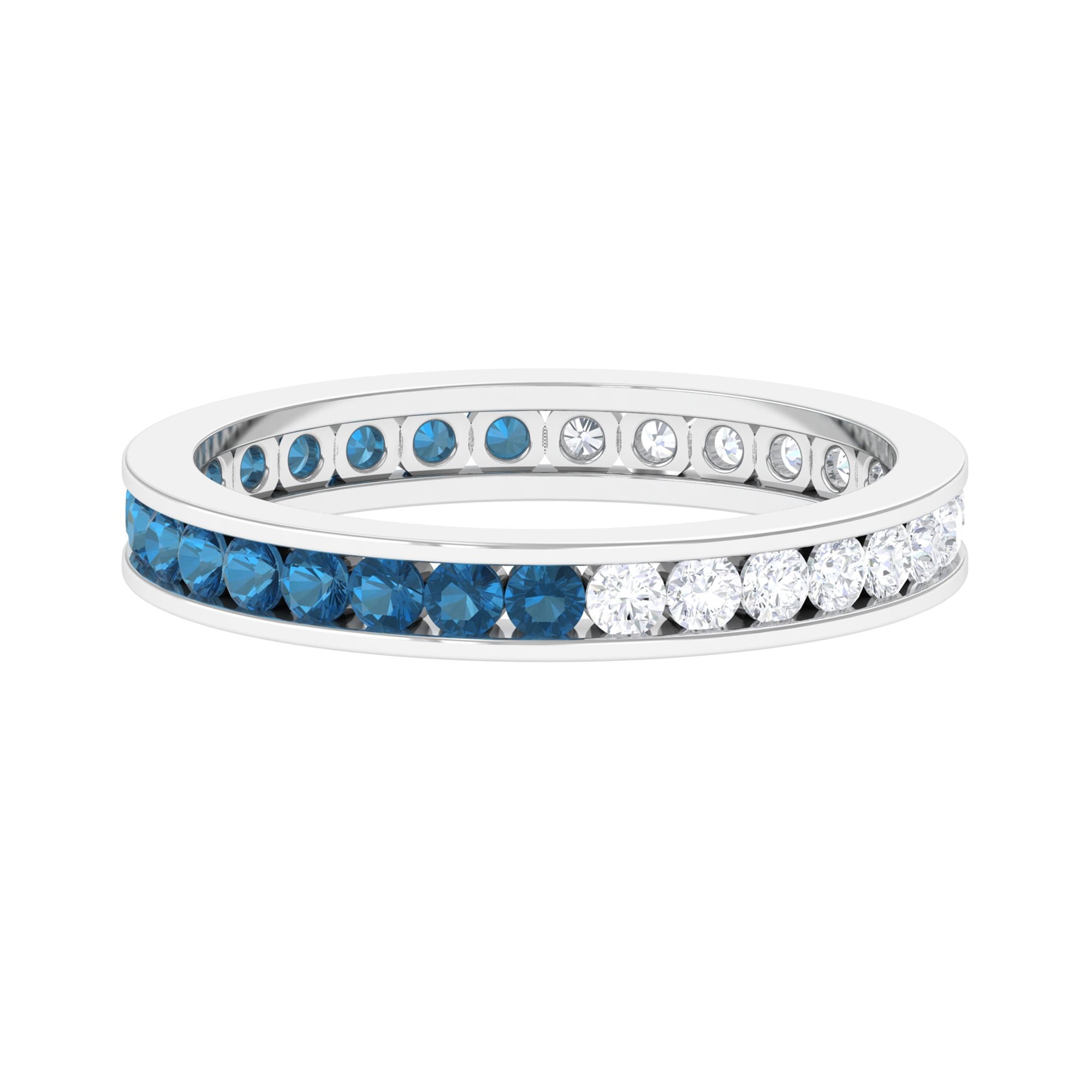 London Blue Topaz Eternity Ring with Moissanite for Women - AAA Quality ...
