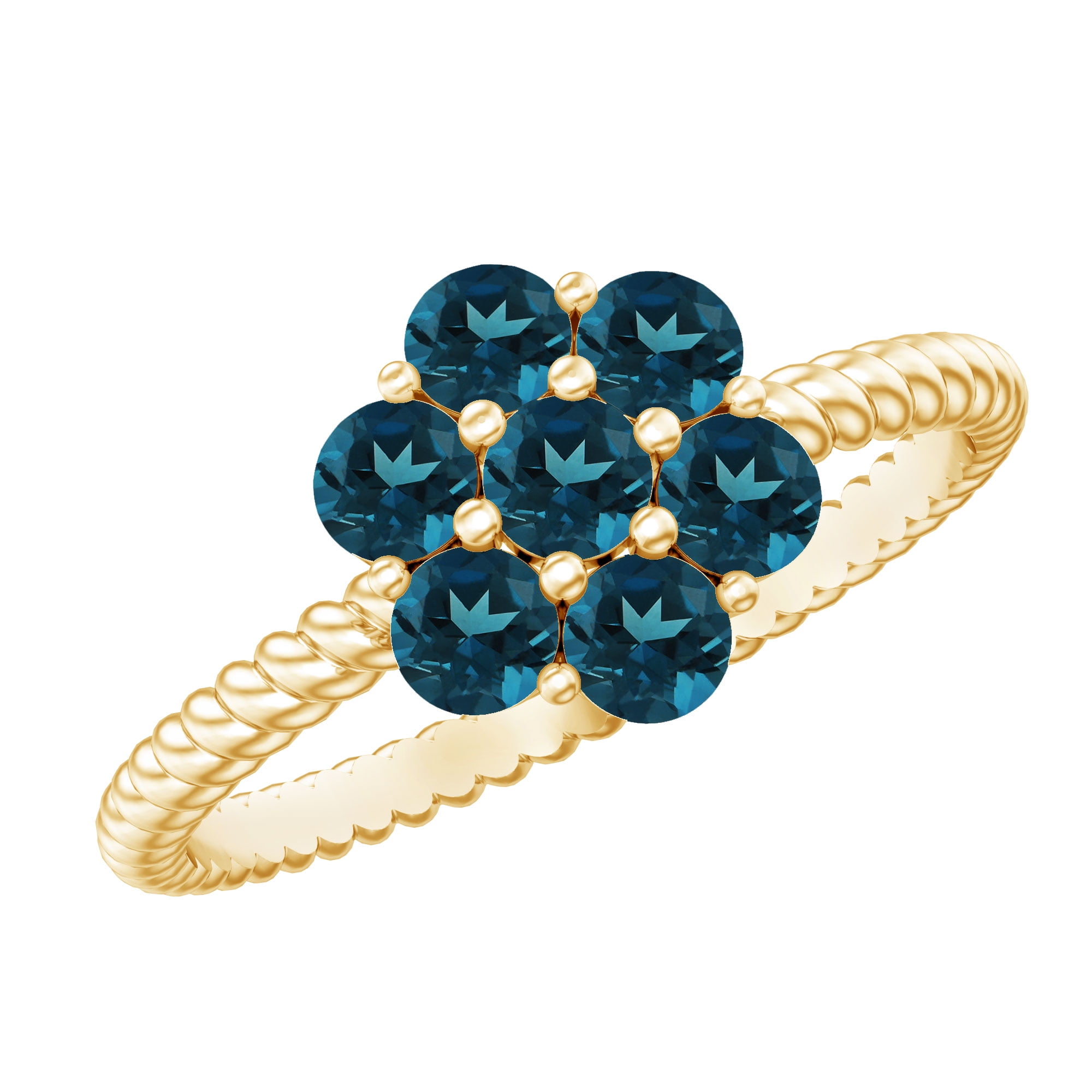 London Blue Topaz Flower Cluster Ring (1.25 CT, AAA Quality, Rosec ...