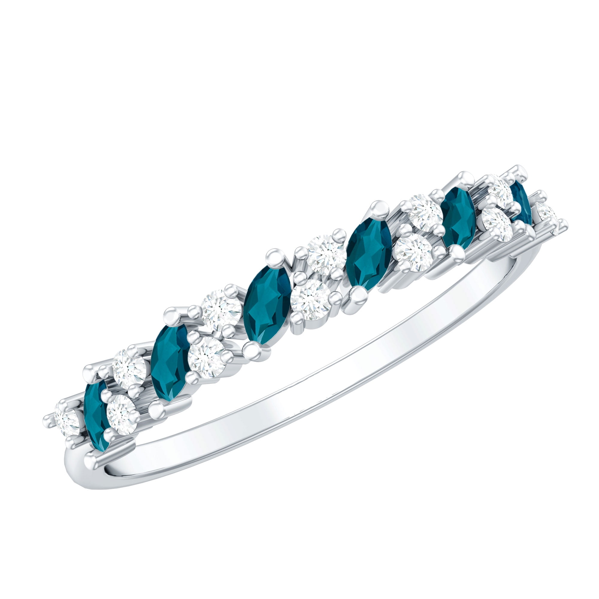 Rosec Jewels London Blue Topaz and Diamond Eternity Ring, Marquise ...