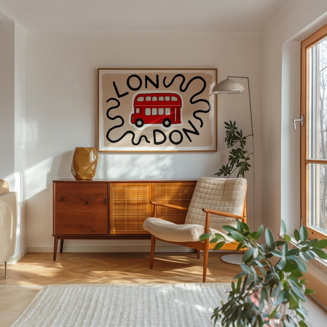London Bus Art Print: Quirky Red Double Decker Illustration, Modern ...