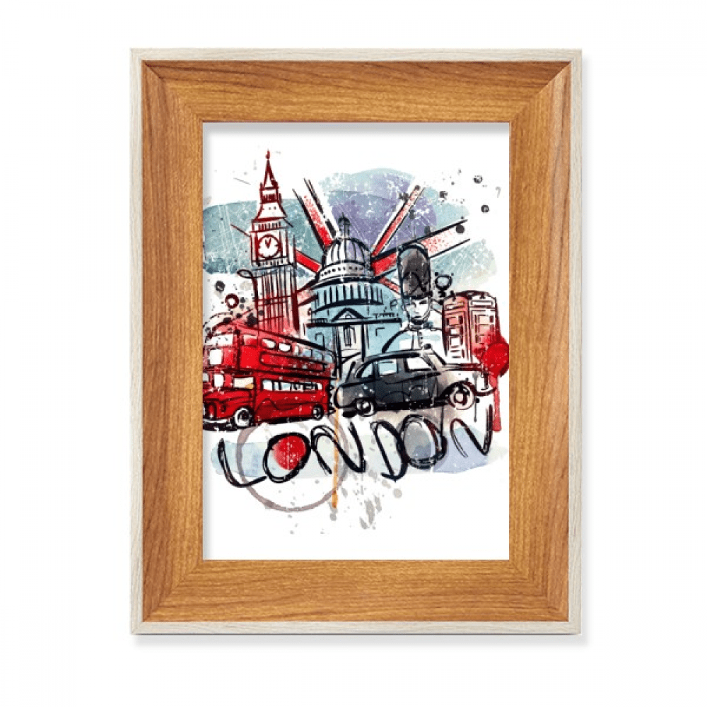 London Bus Big Ben UK Watercolor Desktop Wooden Photo Frame Display ...