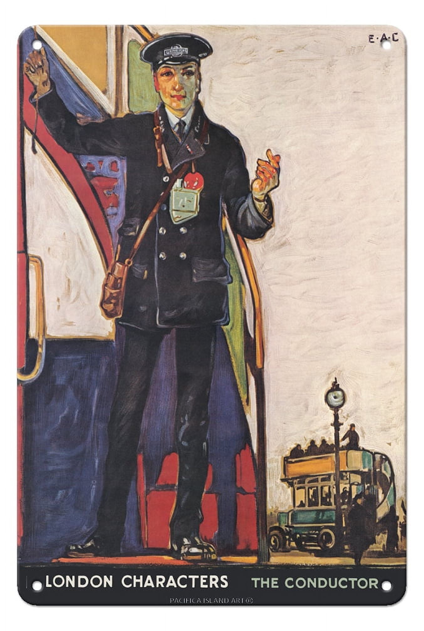 London Characters - The Conductor - Vintage Travel Poster by Elijah ...