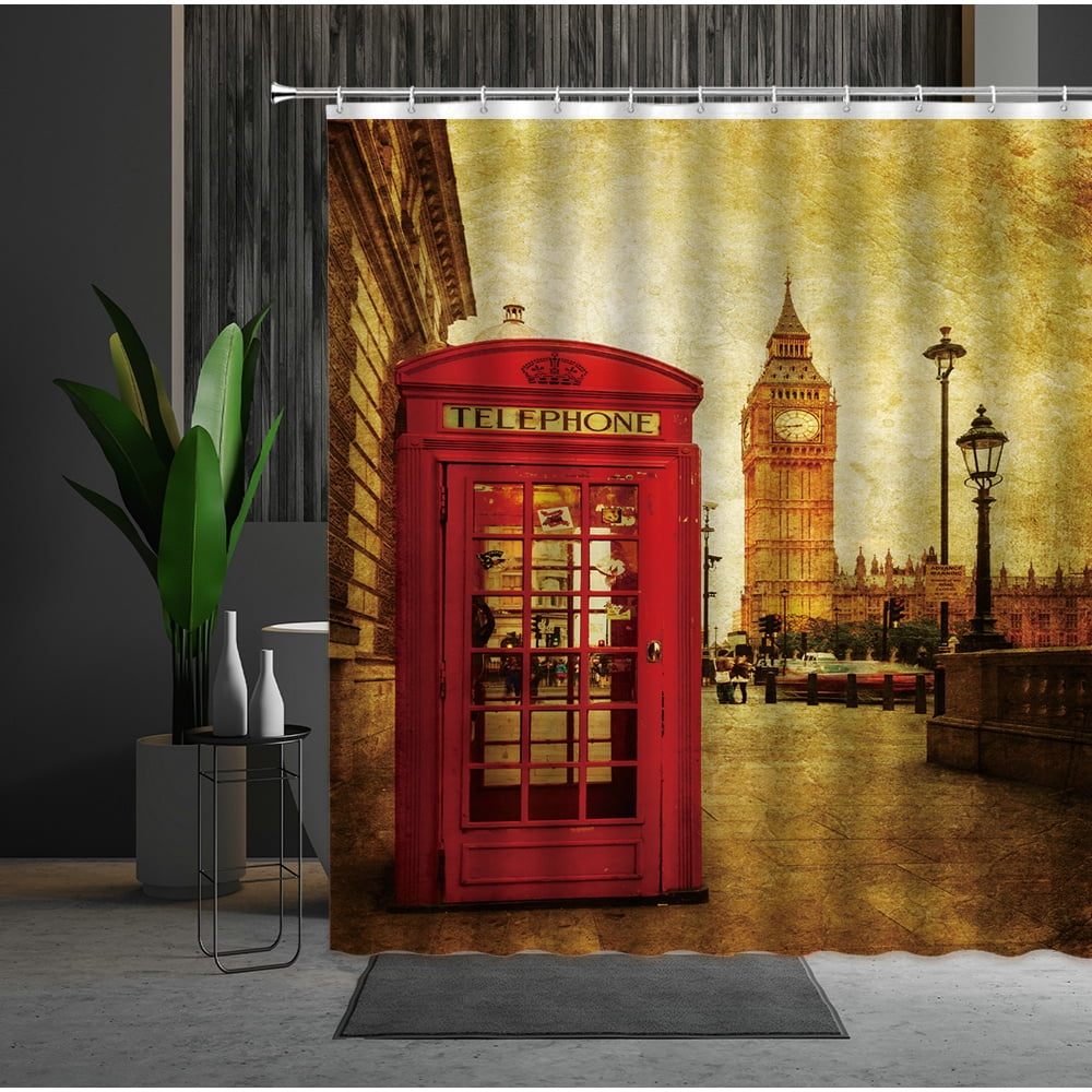 London Classic Big Pendulum Clock Teleph Booth Retro Bathroom Shower ...