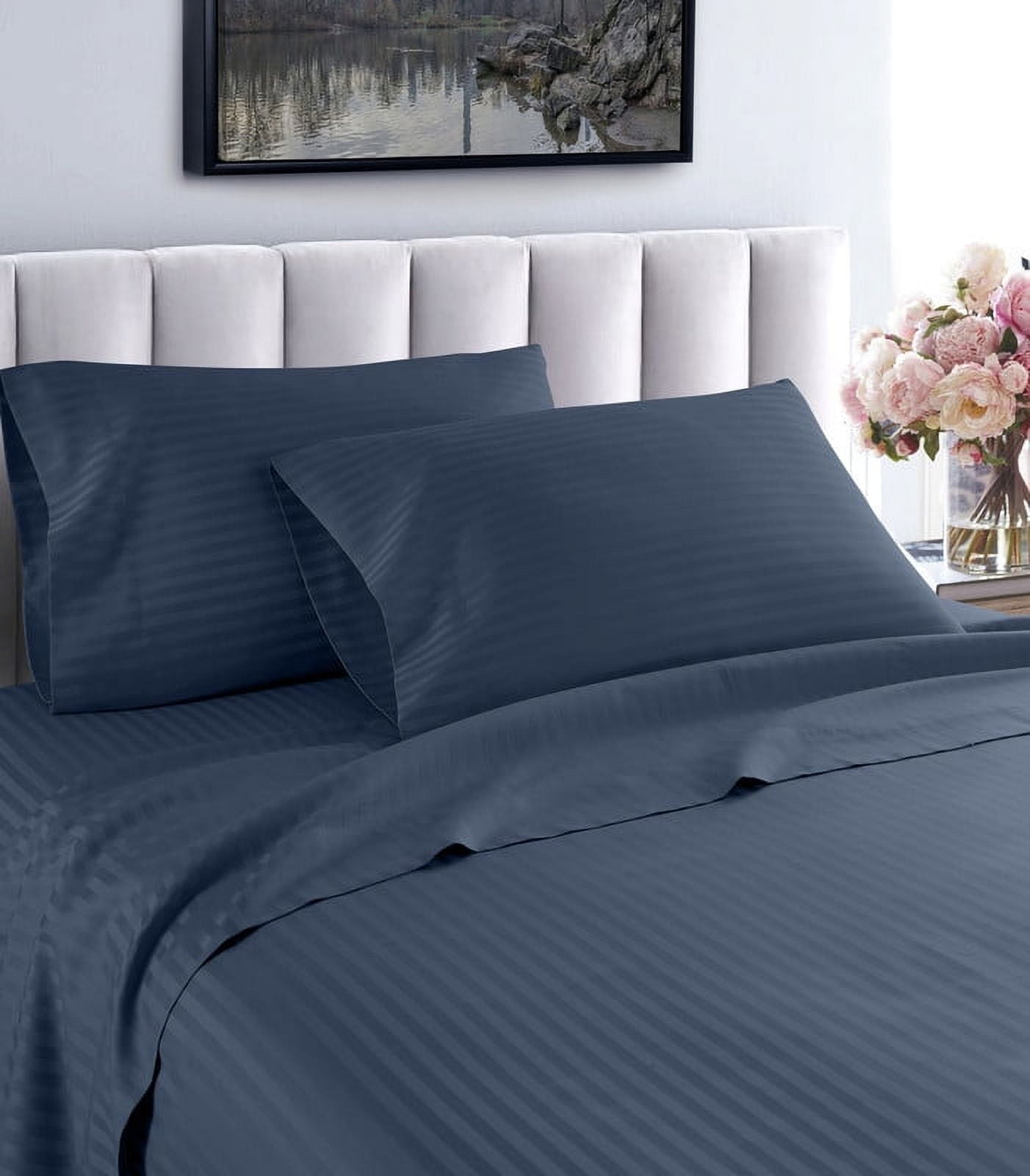London Collection 600 Thread Count Wrinkle Resistant Woven Stripe 100% ...