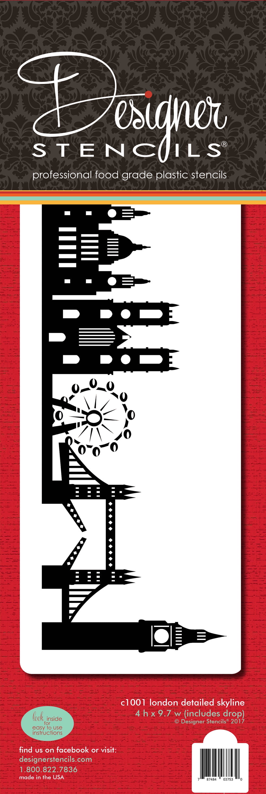 London Detailed Skyline Cake Stencil Side C1001 by Designer Stencils ...