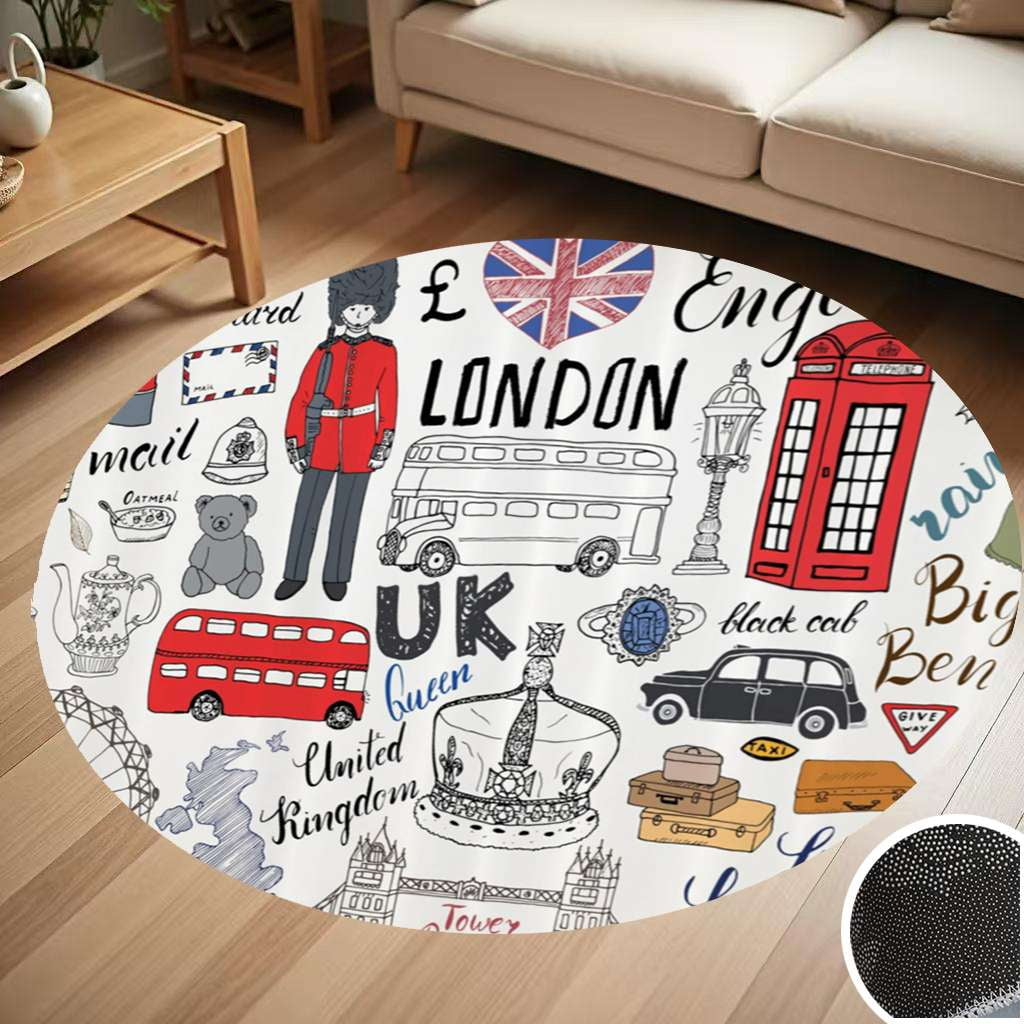 London Double Decker Bus Round Carpet Living Room Bedroom Home Decoration Coffee Table Mat ...