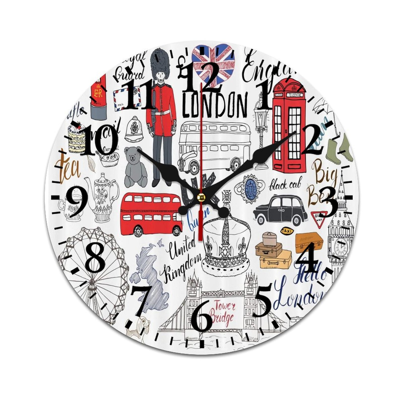 London Double Decker Bus Wall Clock Modern Design Clocks Wall Hanging ...