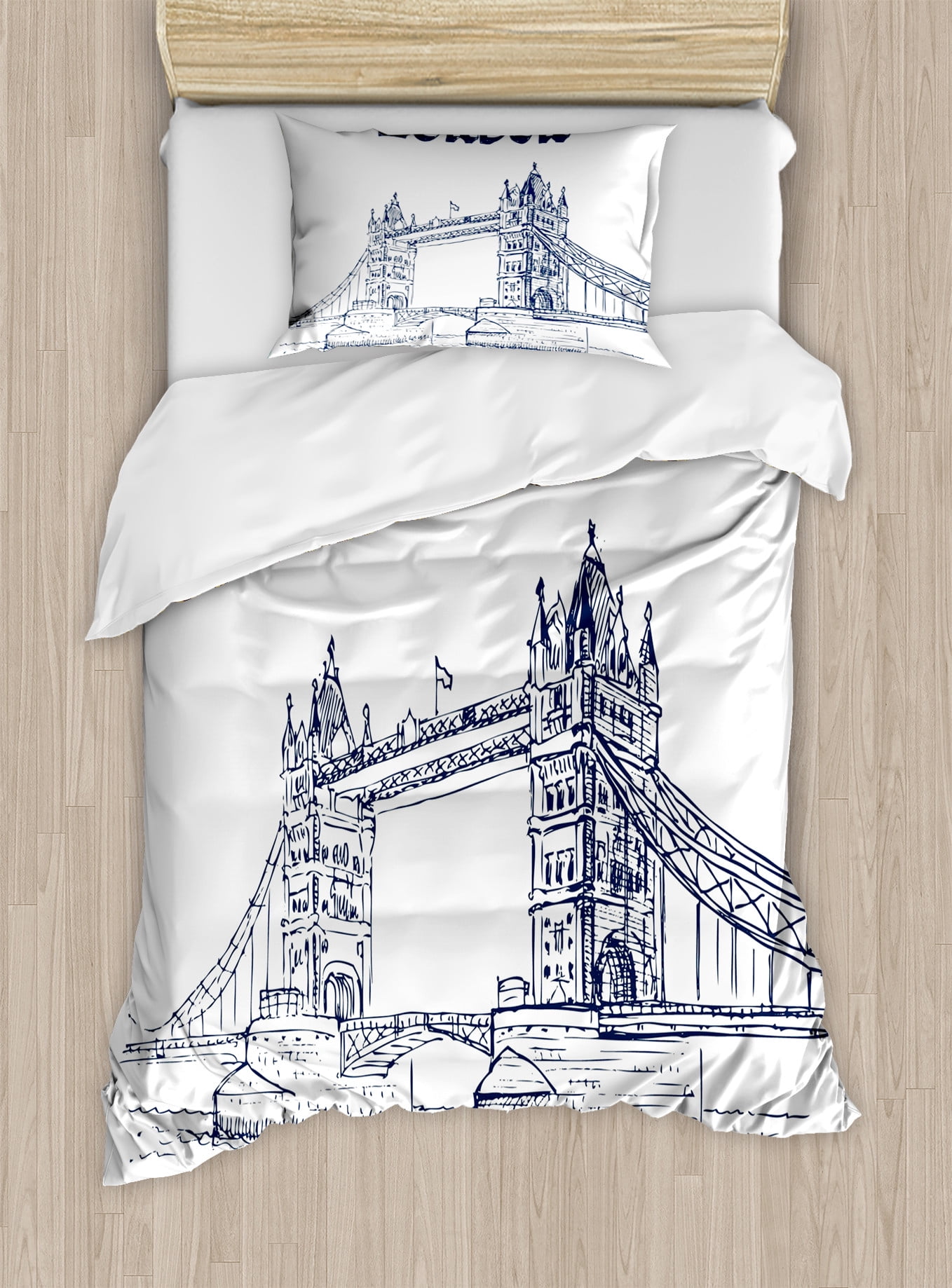 London Duvet Cover Set, Tower Bridge in London British Architecture ...
