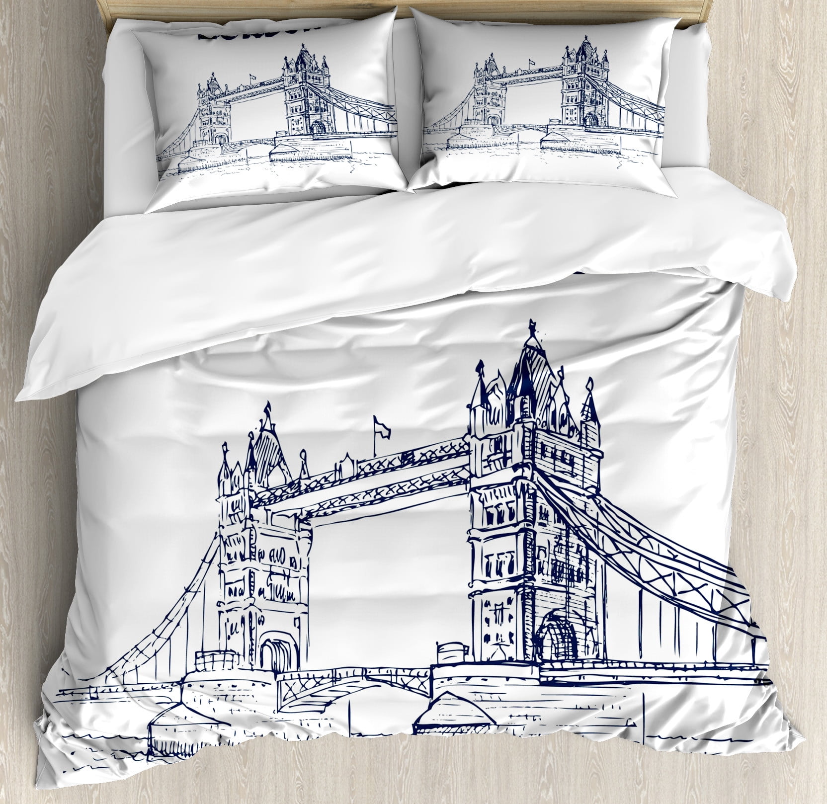 London Duvet Cover Set, Tower Bridge in London British Architecture ...