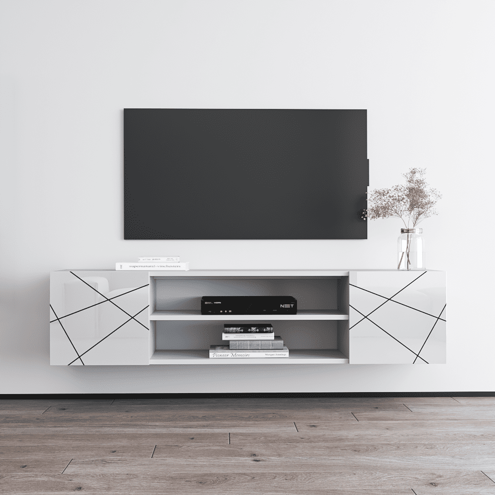 London EF TV Stand for TVs up to 70", Modern High Gloss 63 ...