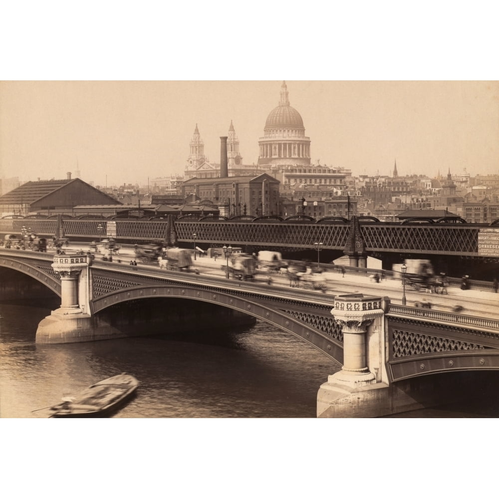London England. Blackfriars Bridge With St. Pauls Cathedral Behind. From A Postcard Circa 1890 ...