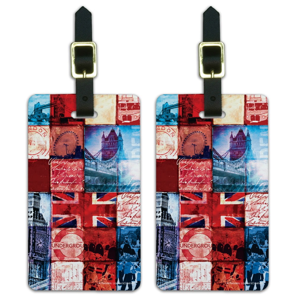 London England Britain Bridge Tile Collage Luggage ID Tags Suitcase ...