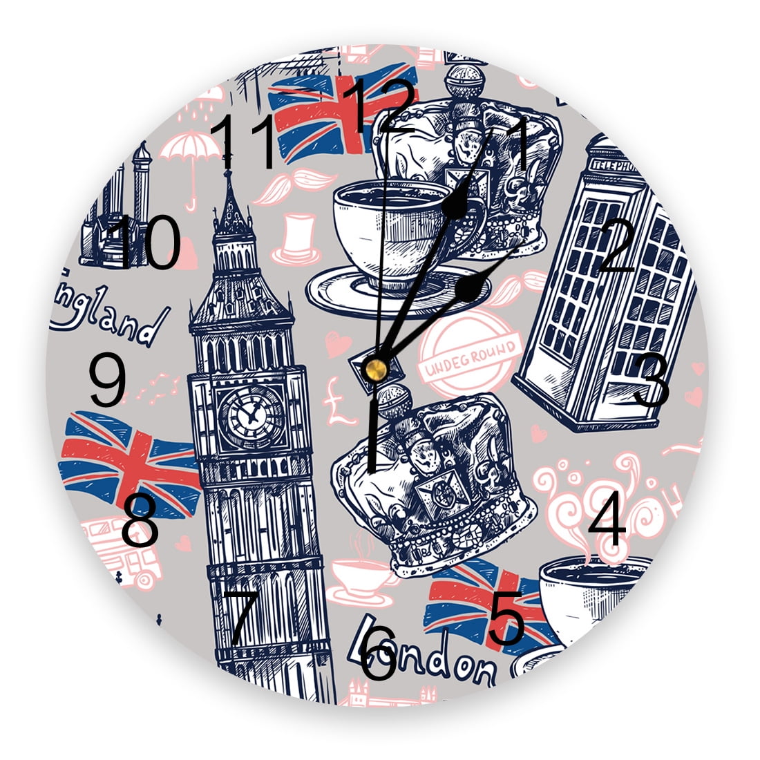 London England Clocks Brief Design Silent Home Cafe Office Wall Decor ...