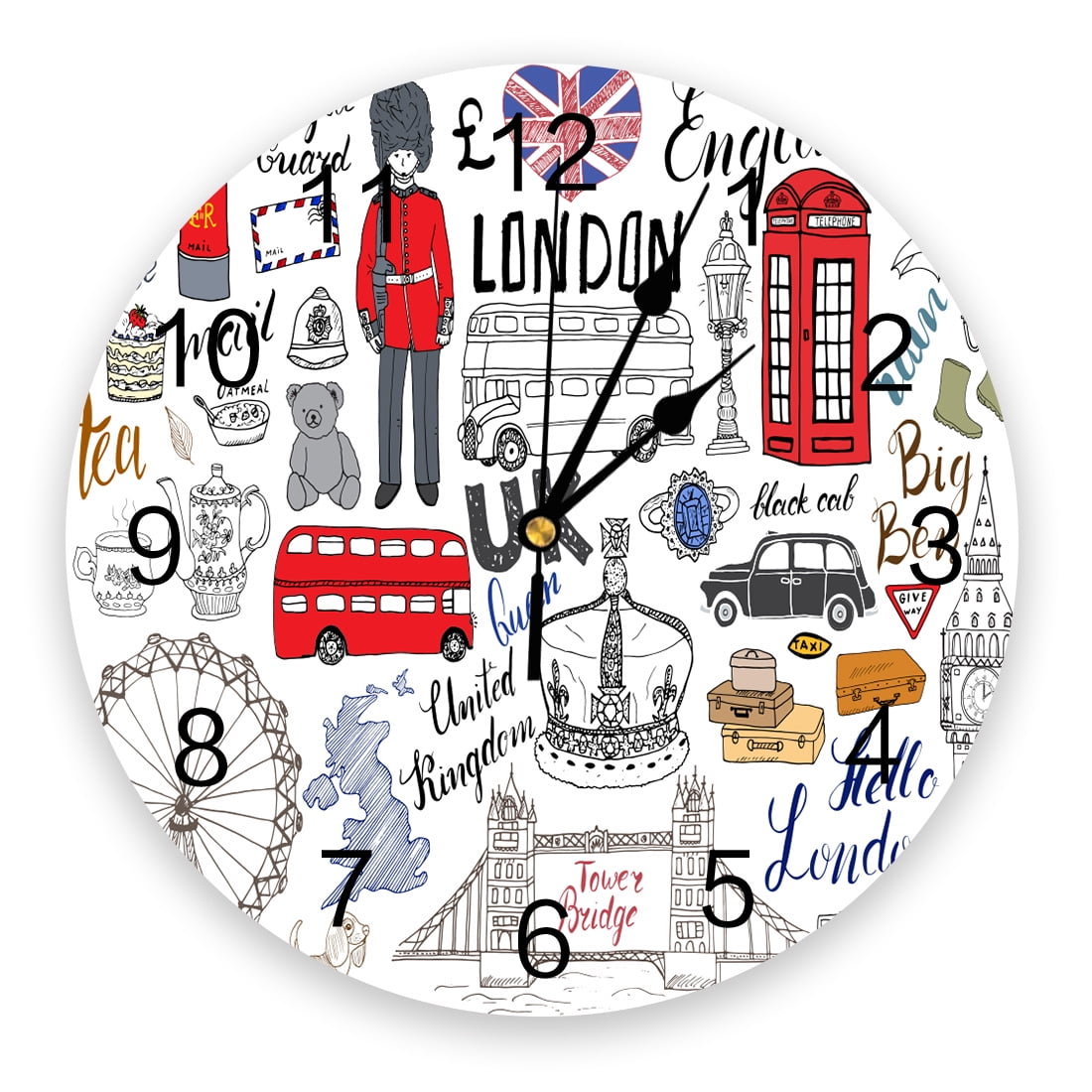 London England Clocks Brief Design Silent Home Cafe Office Wall Decor ...