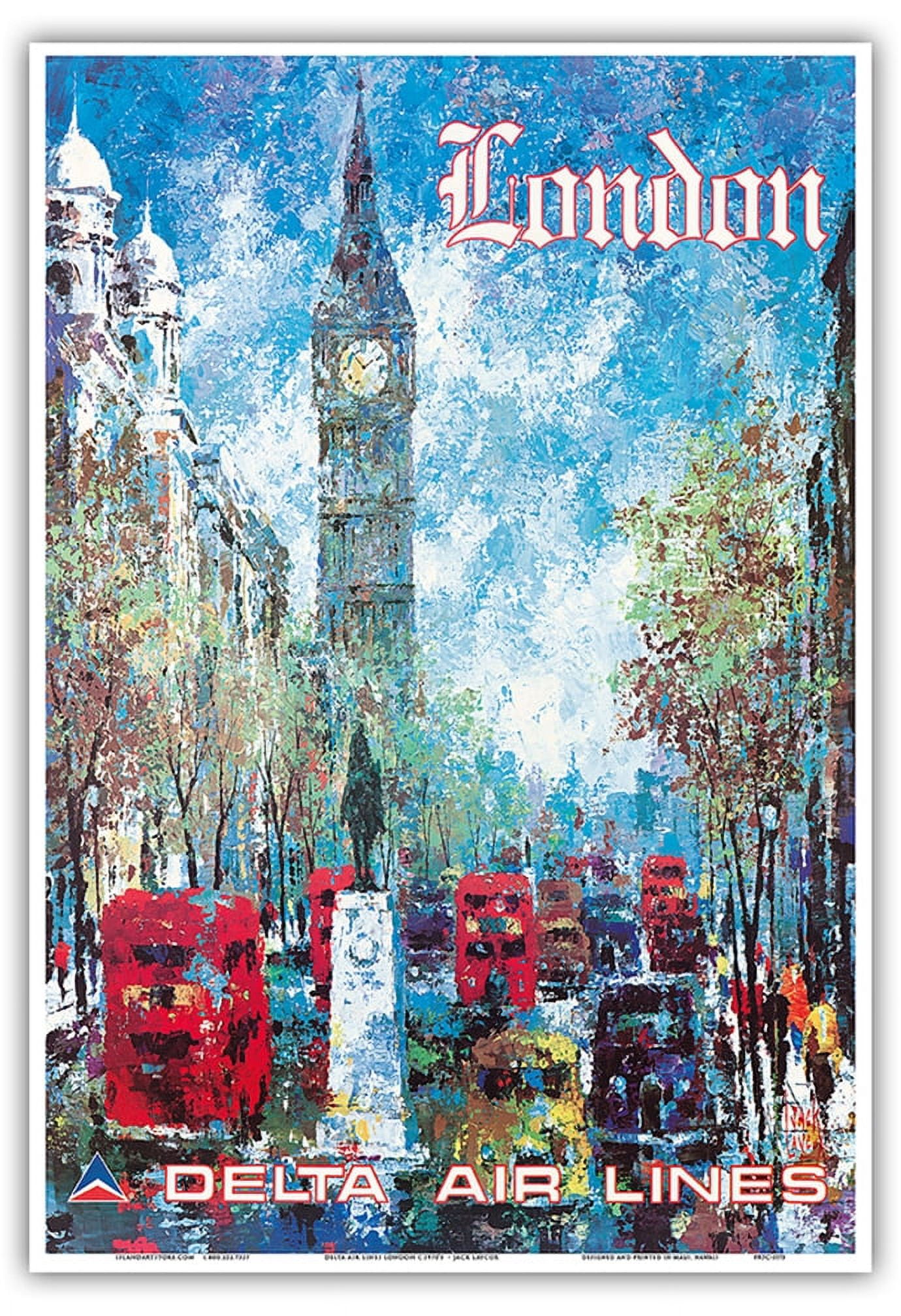London England - Delta Air Lines - Big Ben Elizabeth Tower - Vintage ...